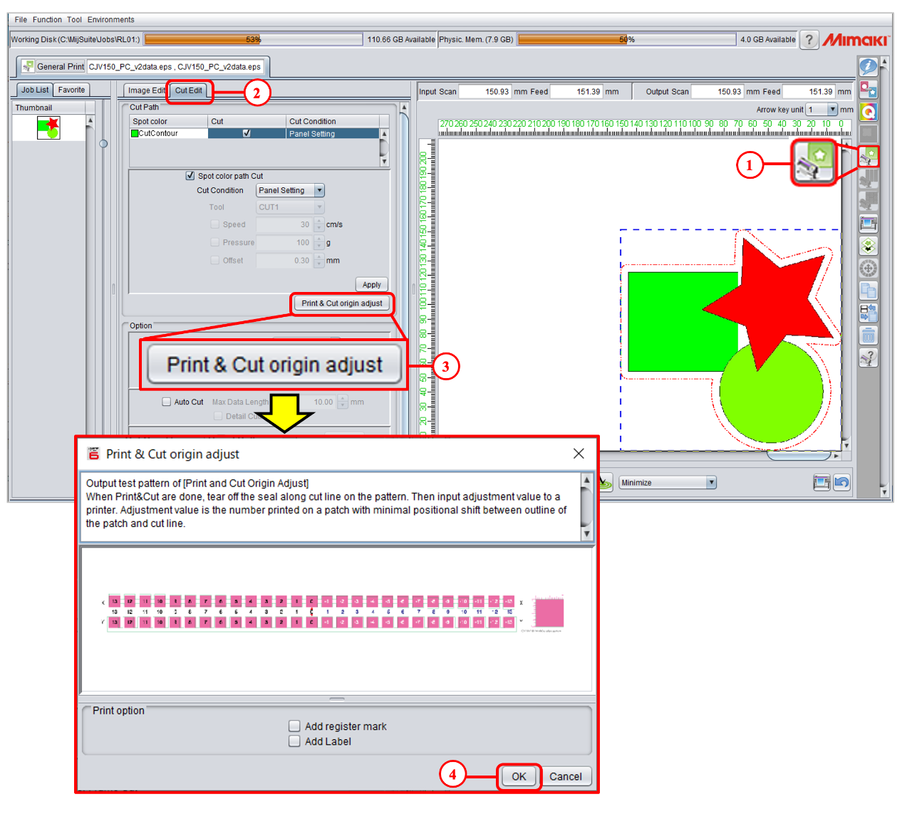 How to adjust for misalignment in Print & Cut without registration ...